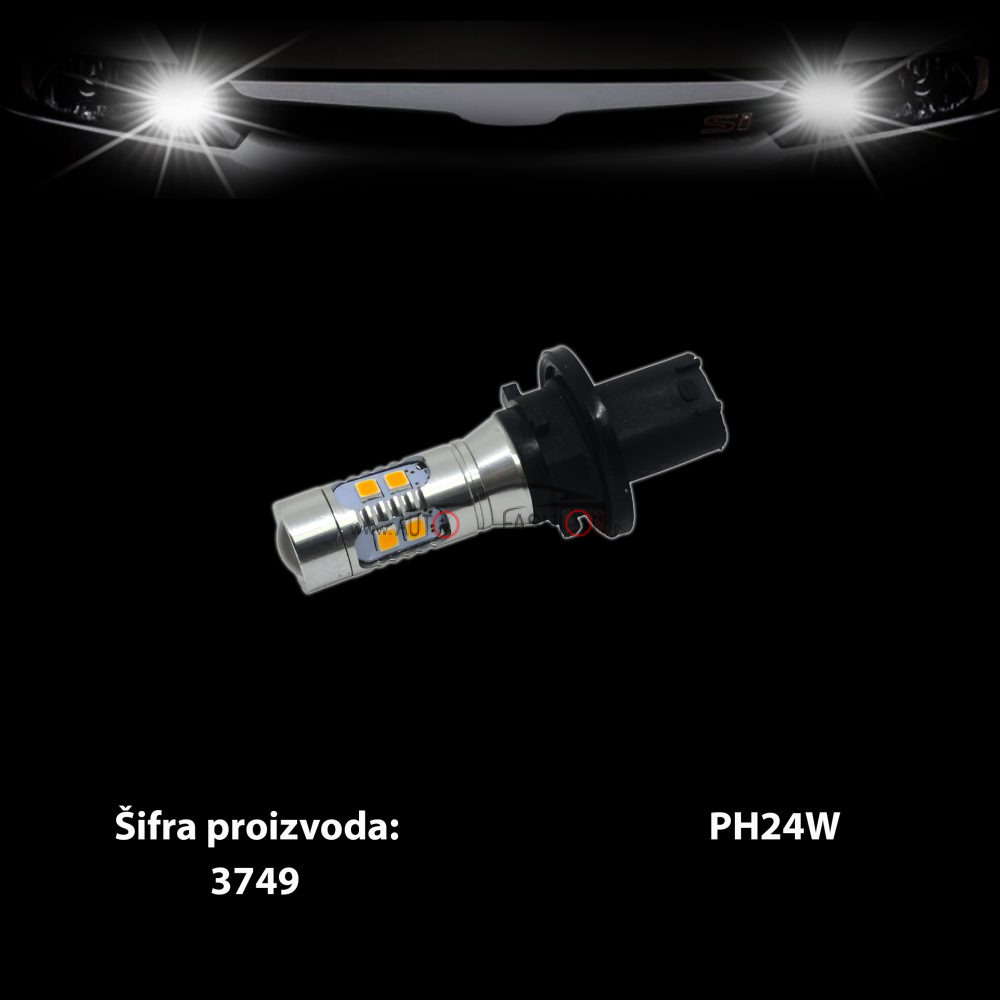 LED sijalica PH24W 10smd CANBUS ŽUTA