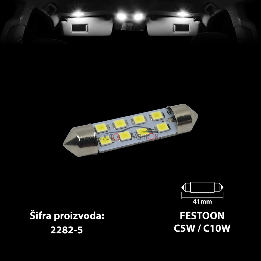 LED sijalica Festoon C10W C5W 41mm 8 smd 3528