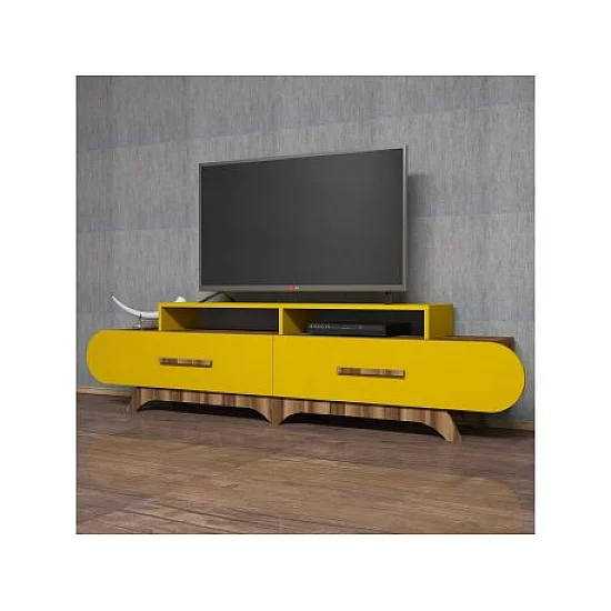 HANAH HOME TV POLICA FLORA WALNUT YELLOW CENA