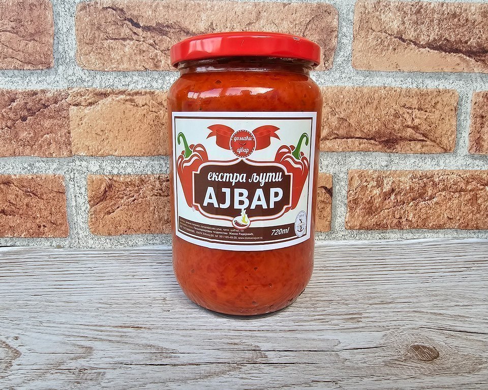 Domaći extra ljuti ajvar od pečene paprike 720ml