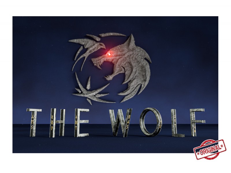 THE WOLF LOGO - The Witcher - Autorski Rad Platno!