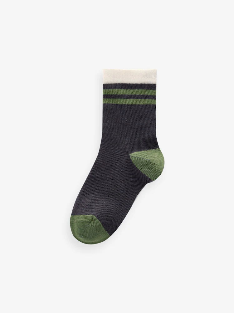 Earthy Tipped Stripes Print Cotton Rich Socks 5 Pack