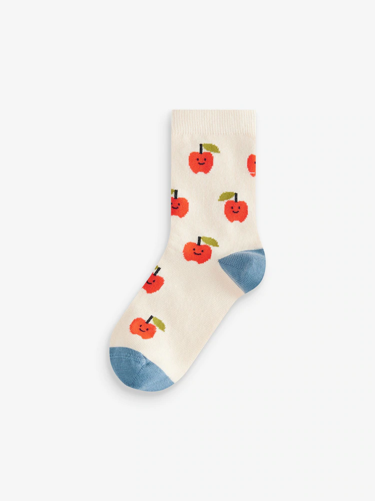 Fruit Vegetable Prints Print Cotton Rich Socks 5 Pack