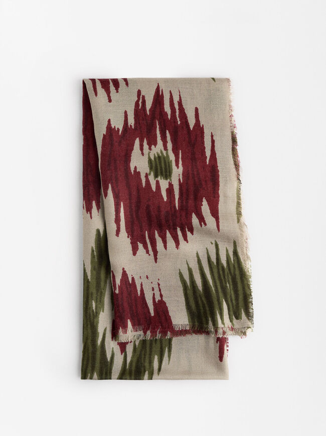 Printed Scarf With Wool