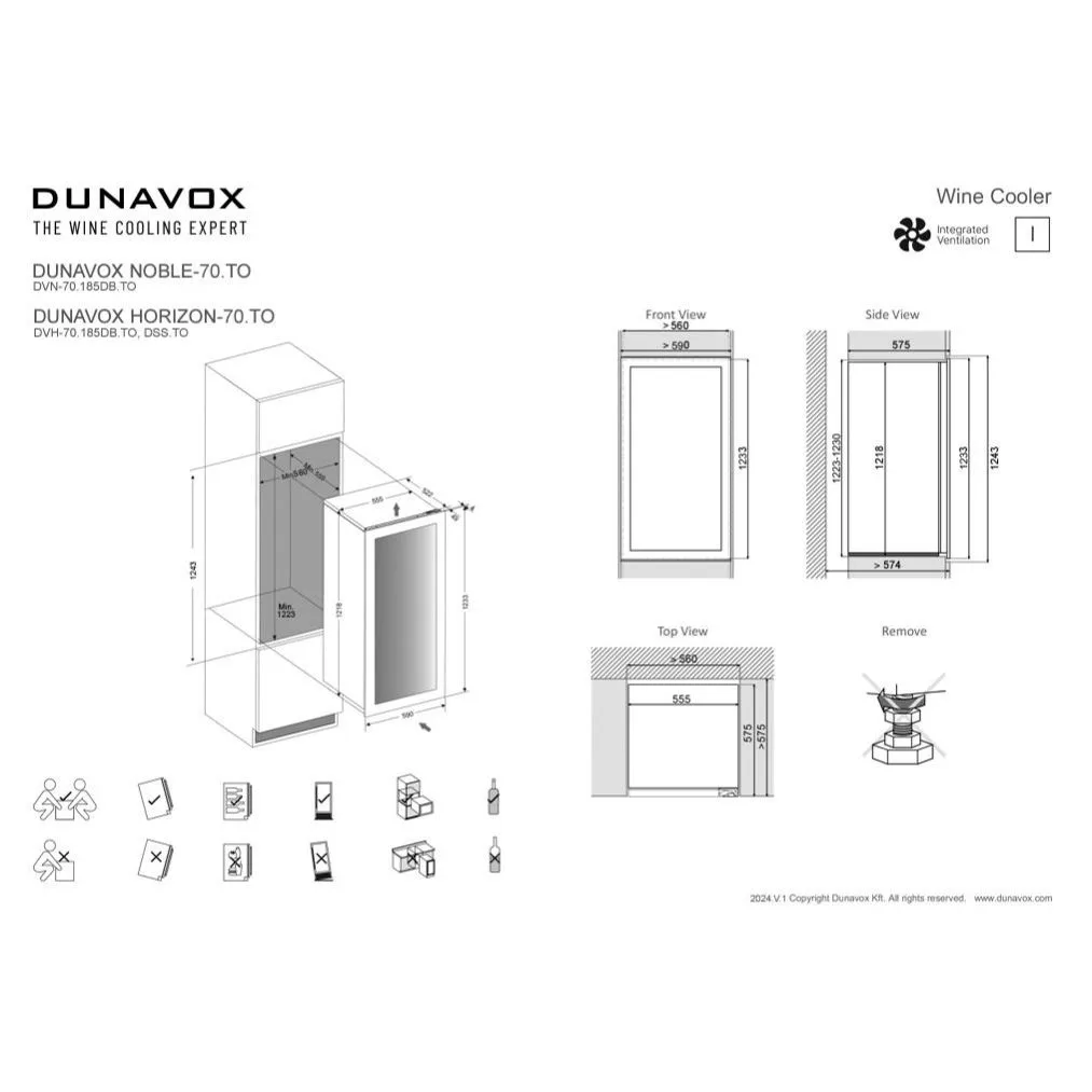 Dunavox ugradna vinska vitrina DVH-70.185DB.TO