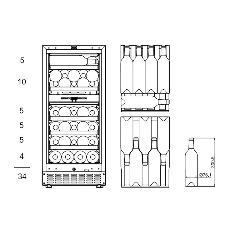 mQuvée podpultna vinska vitrina WineCave 800 4D WCD40FGB-800