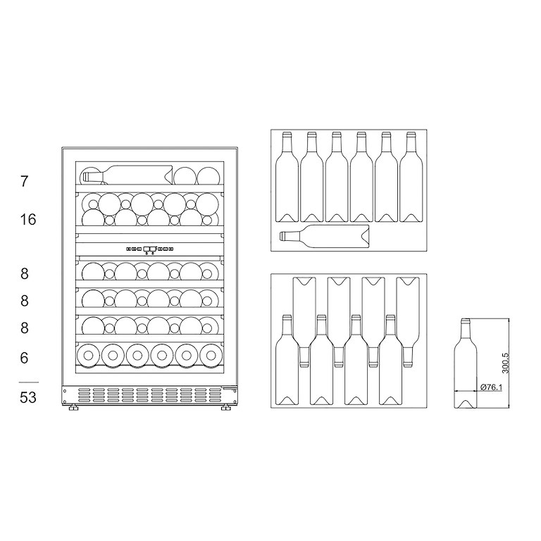 mQuvée podpultna vinska vitrina WineCave 800 60D WCD60FGB-800