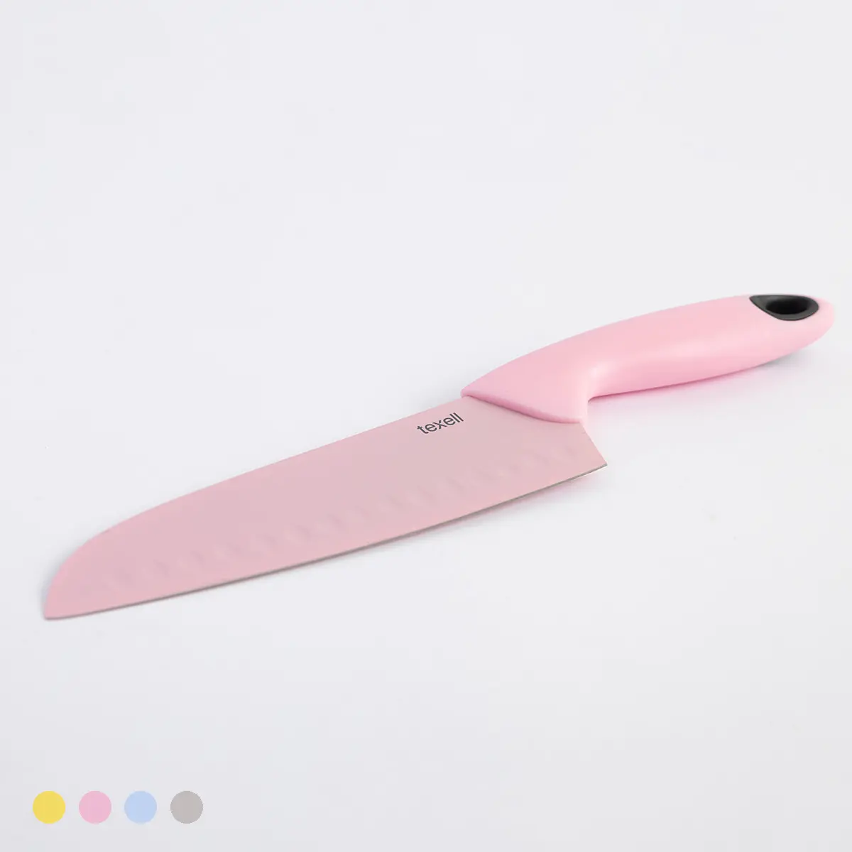 TEXELL Nož santoku Spring TNS-SN334 plavi, roze, žuti i sivi