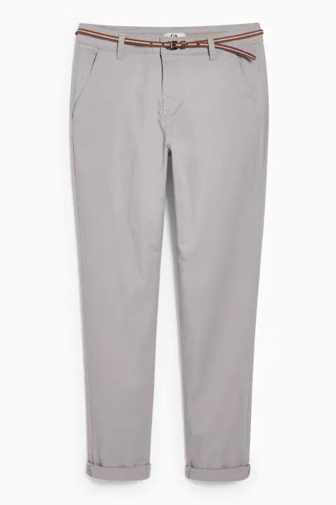 C&A Ženske pantalone, Sa kaišem, Platnene, Casual, Svetlosive