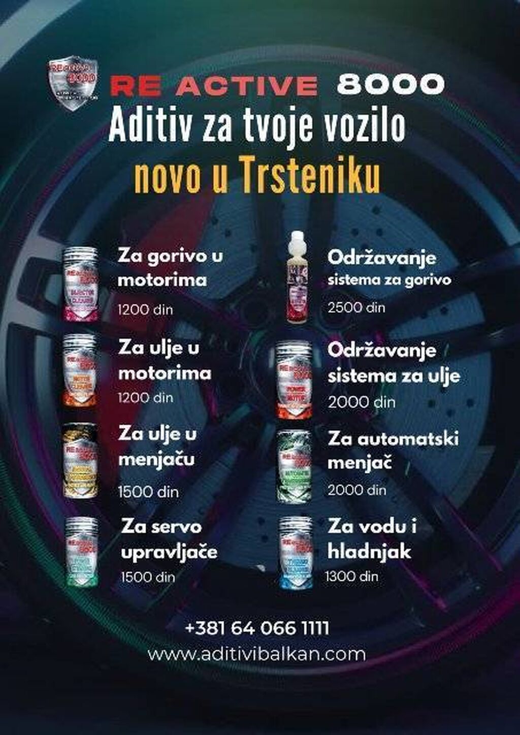 -Nano aditivi za automobile i za sva motorna vozila. Reactive 8000