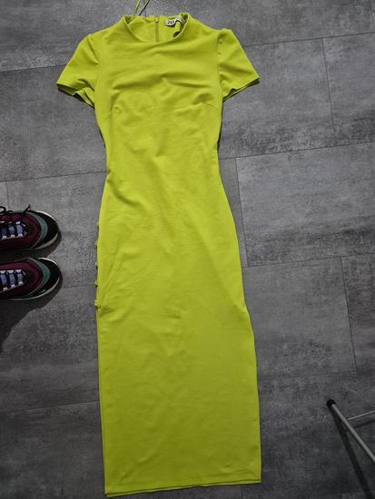 Zara neon zelena midi haljina