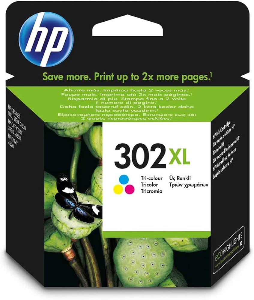 HP 302XL High Yield Tri-color Original Ink Cartridge, F6U67AE