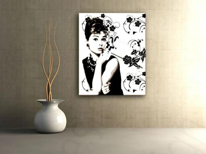 Ručno oslikana POP ART slika AUDREY HEPBURN 80k100 cm