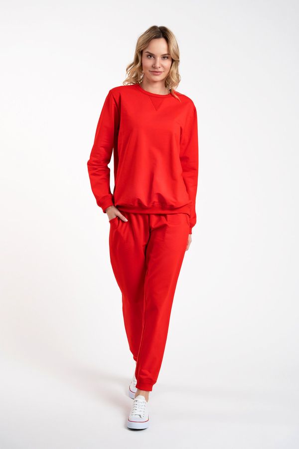 PANAMA WOMEN'S LONG SLEEVE SET, LONG PANTS - RED