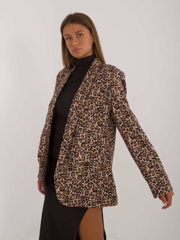 BEIGE AND BLACK WOMEN'S BLAZER WITH LEOPARD PRINT