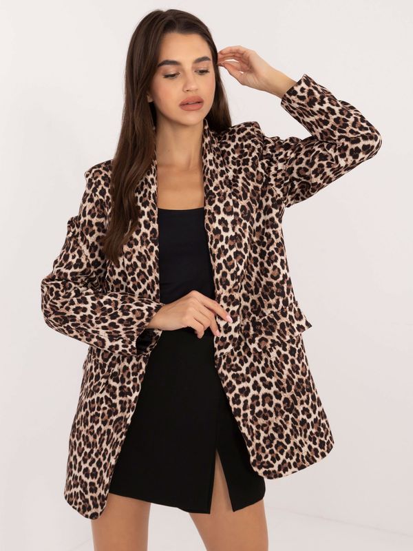 BEIGE AND BLACK BLAZER WITH ANIMAL PRINT