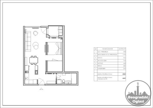 Stan 44,5m2-Lux sa stvarima i Garažom-Zvezdara Aviv za veći 50-55m2 sa Garažom uz doplatu