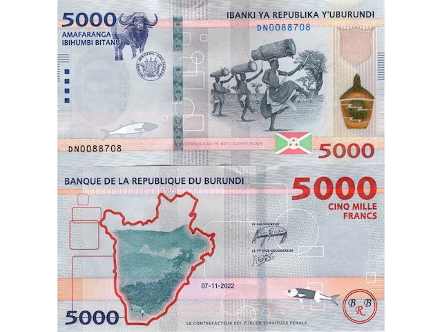 BURUNDI 5000 Francs 2022 UNC, P-58