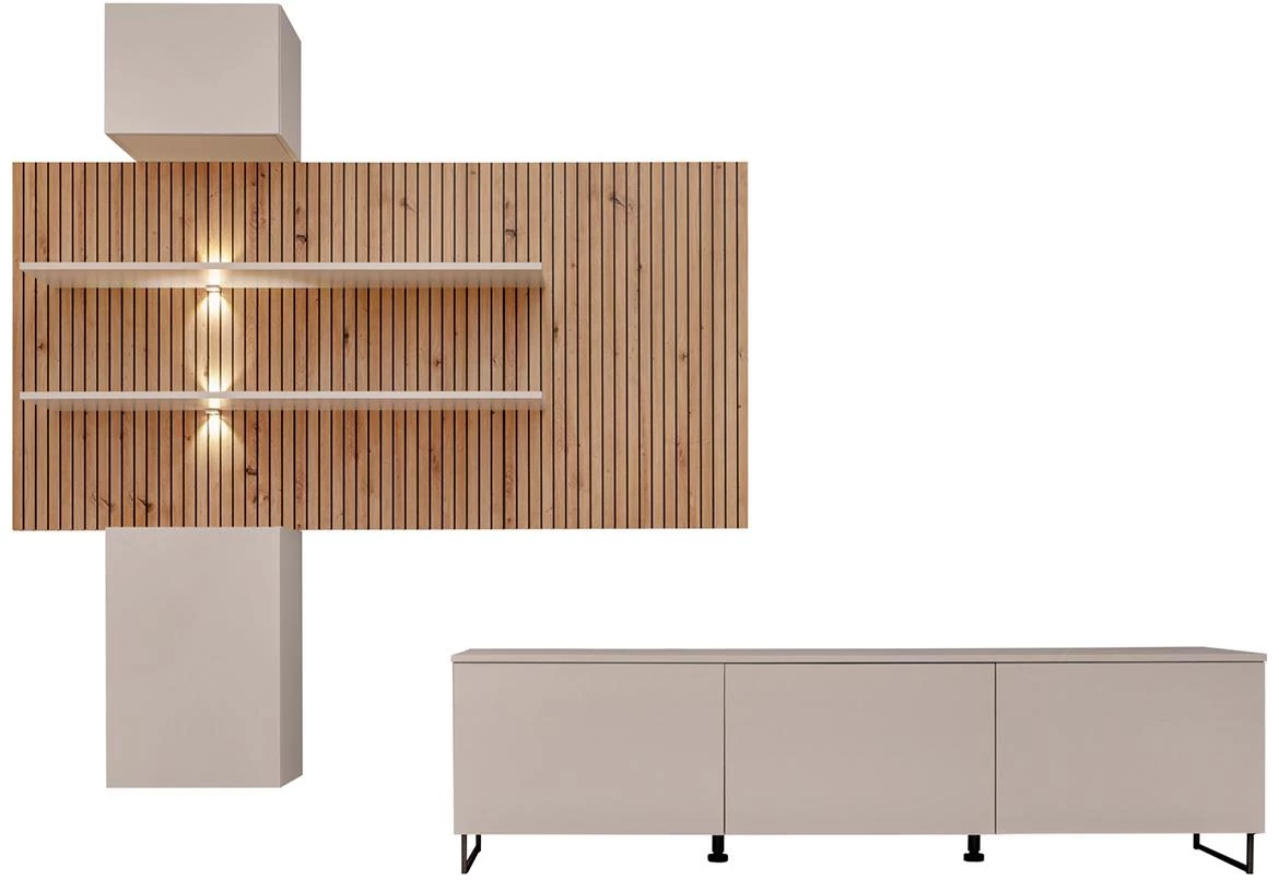 Gusto regal 280x45x200 cm natur (Artisan hrast)/bež (kašmir)