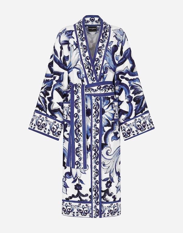 Dolce&Gabbana’s Blu Mediterraneo Cotton Terry Bathrobe – Bademantil (Size: L)