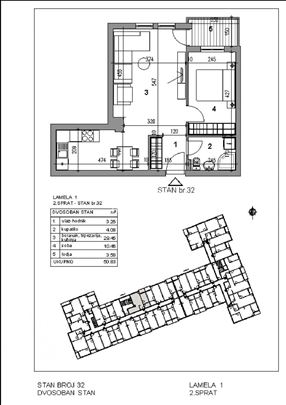 Mirijevo, Podmorničara Đorđa Mitrovića, 51m2, 2.0