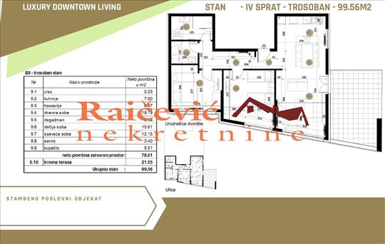 Crveni krst, 3.0, 99.56 m2 sa terasom od 21.55 m2