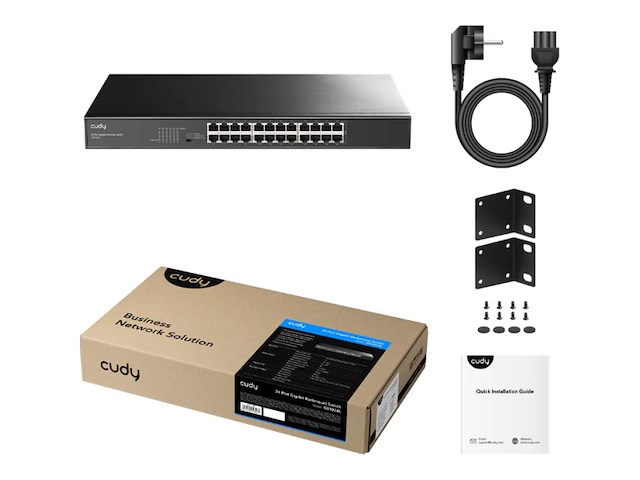 Cudy GS1024L, 24-Port 10/100/1000M Gigabit 16x Gbit RJ45 Rackmount Switch