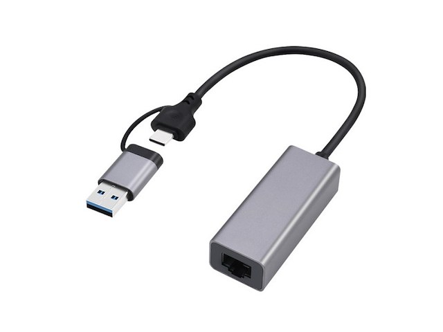 A-USB3AC-LAN-01 Gembird USB 3.1 + type-C Gigabit network adapter, space grey (Alt: A-CMU3-LAN-05)