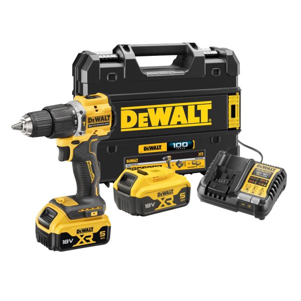 DeWALT Aku bušilica - odvijač 18V 2 x 5 Ah DCD100YP2T, Brushless u koferu