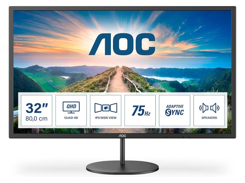 Monitor AOC Q32V4 31,5"/IPS/2560x1440/75Hz/4ms GtG/HDMI,DP/zvučnici/VESA/crna