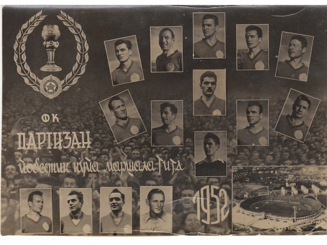 Foto Razglednica FK Partizan Beograd 1952. godina