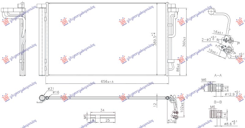 HLADNJAK KLIME 1.6 (126PS)/2.0 (150PS) BENZIN – HYUNDAI i30 FASTBACK (2017-) (OEM: 97606F2090, 97606J7290)