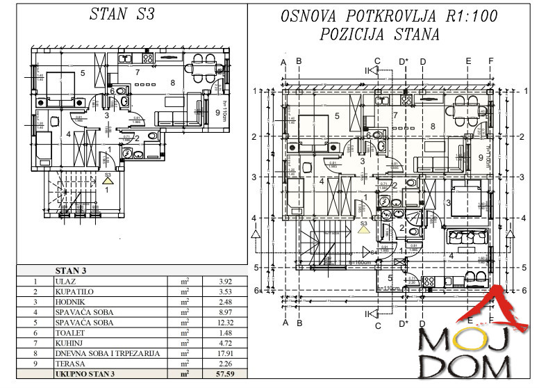 Stan,NOVI SAD,ADICE,kv: 58, € 103000, ID: 1026827