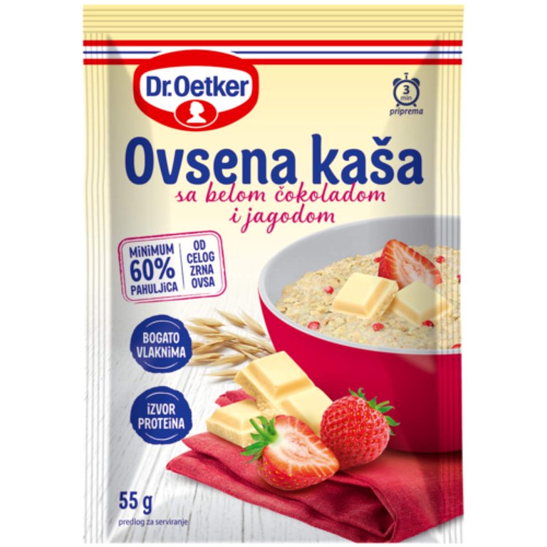 Dr.Oetker kaša ovsena bela čokolada i jagoda 55g dr.oetker