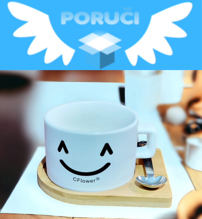 Šolja za kafu porcelan i bambus 280ml SMILEY CF-C19