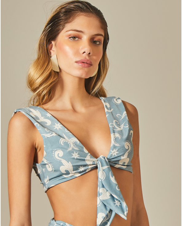 Top Beatriz Bikini Dark Western Print