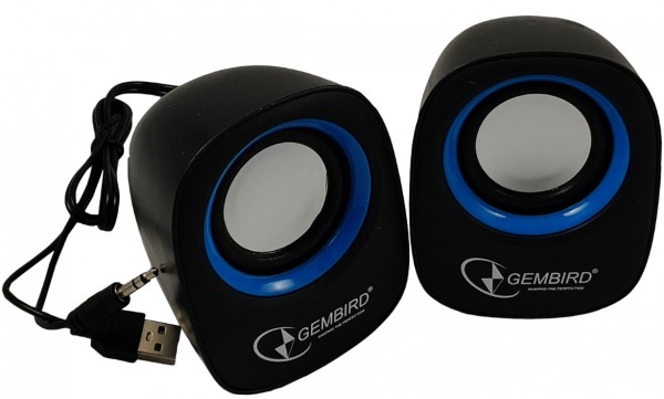 SPK-111 Gembird Stereo zvučnici Blue/black, 2 x 3W RMS USB pwr, 3.5mm kutija sa prozorom