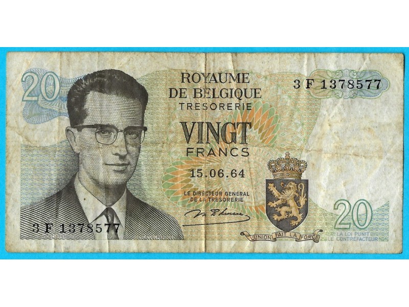 Belgija 20 franaka 1964