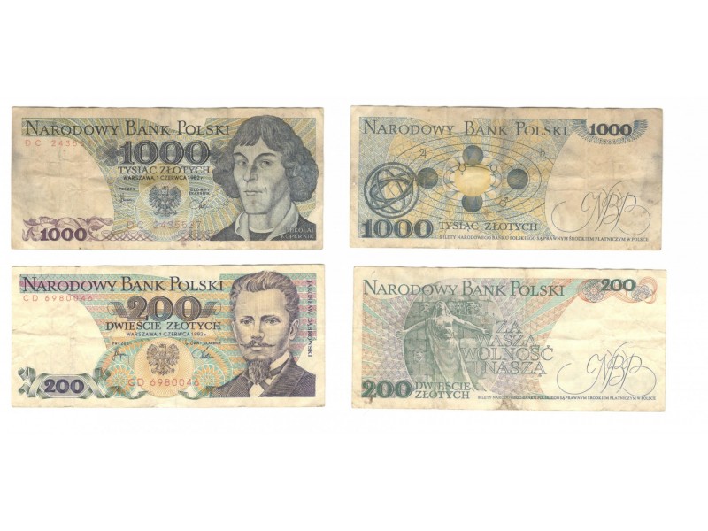 LOT Poljska 200 zlota i 1000 zlota 1982.