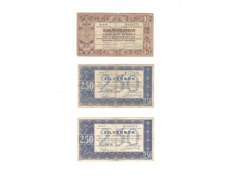 Lot Holandija 1 i 2 x 2.5 guldena 1938.