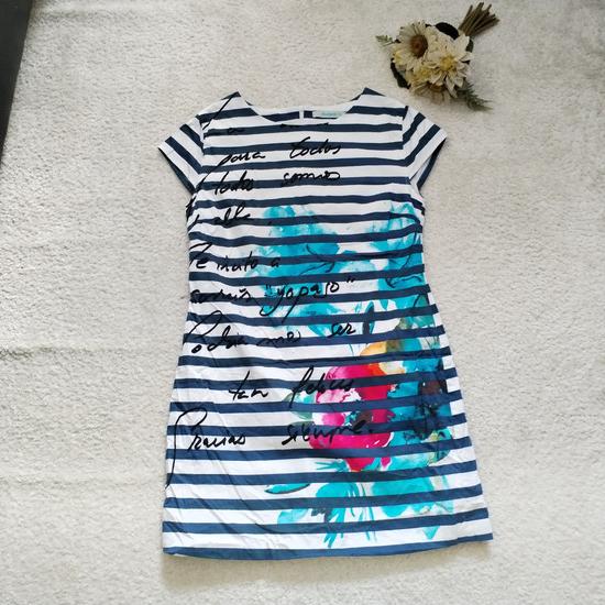 DESIGUAL plavobela stripe haljina