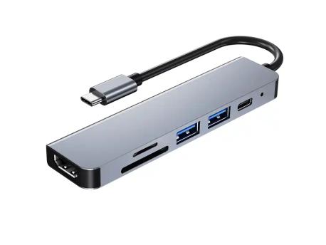 HUB KT-601G TYPE C 6/1 4K HDMI/USBx2/SD/TF/USB-C/PD 87W KETTZ