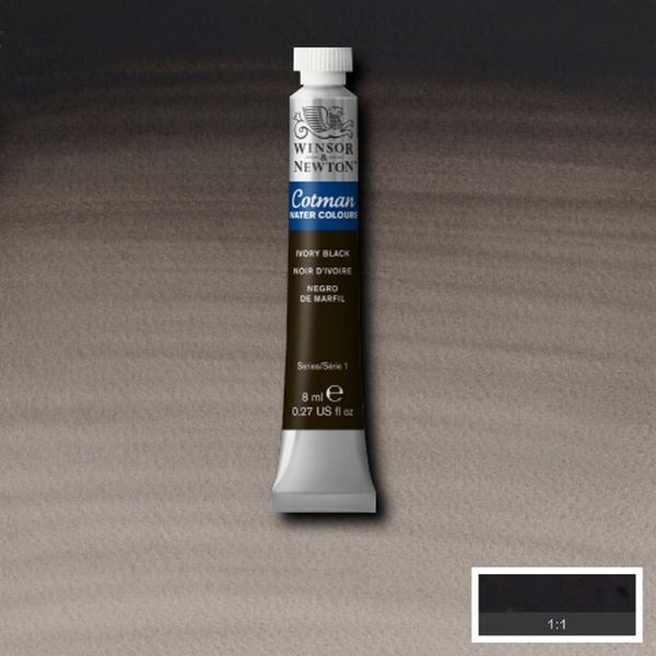 W&N Cotman WN CWC 8ML IVORY BLACK ROW