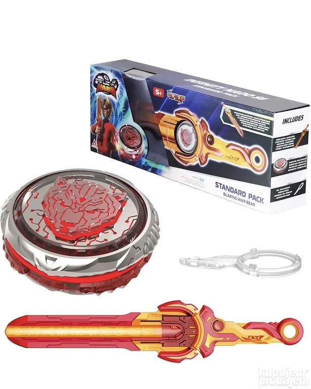 Beyblade mač crveni ispaljivač sa dva beja