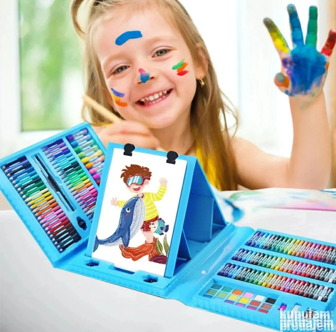 Kofer set za bojenje 208 delova- PLAVI