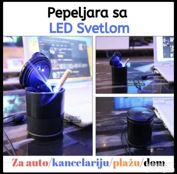 LED Osvetljena Pepeljara za auto/kancelariju/plažu/dom