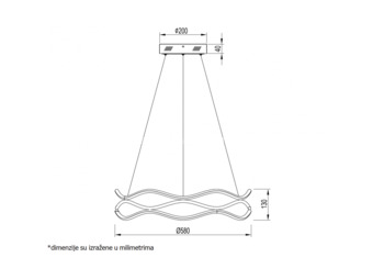 VESTA 542 VISILICA 55W 3000K CRNA/MESING