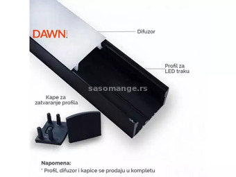 DAWN Led profil LL-ALP004-R komplet crni