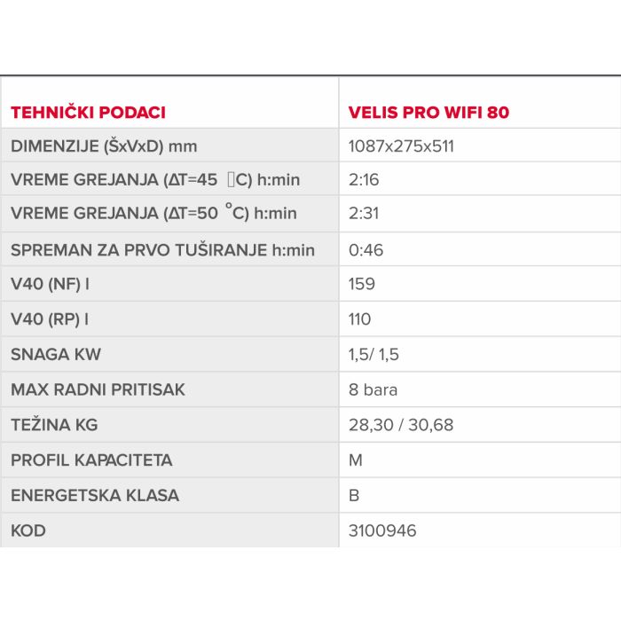 ARISTON Velis 80 lit PRO WiFi