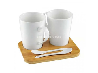 DAJAR Porcelanski set 2 šolje sa daskom od bambusa DJ45581